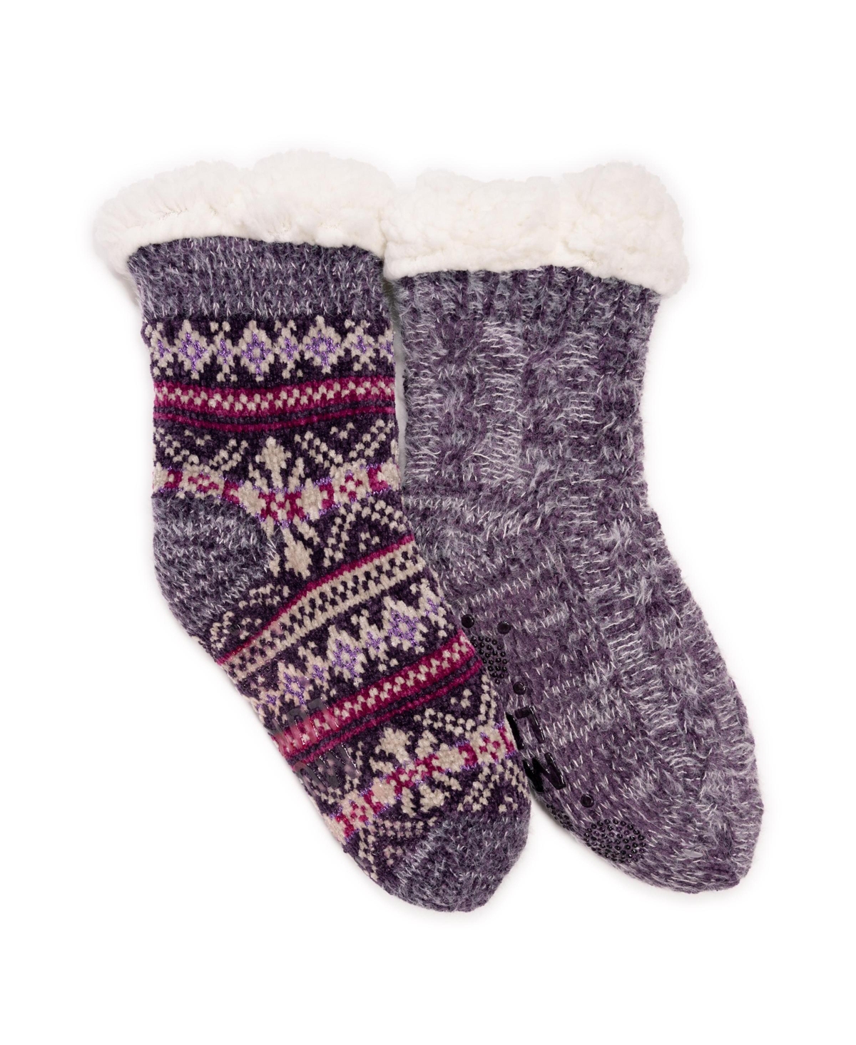 Click here for Muk Luks Womens 2 Pack Chenille Cabin Sock - Berry prices