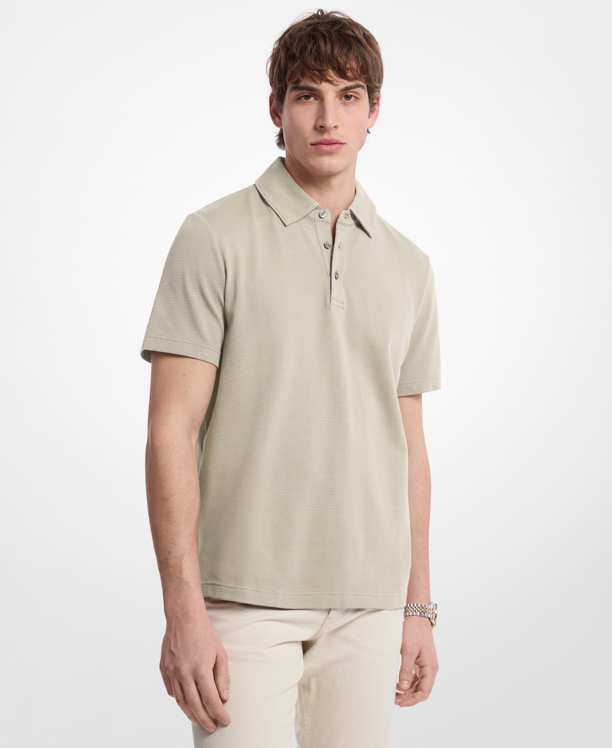 Click here for Michael Kors Mens Short Sleeve Bubble Knit Polo Sh... prices