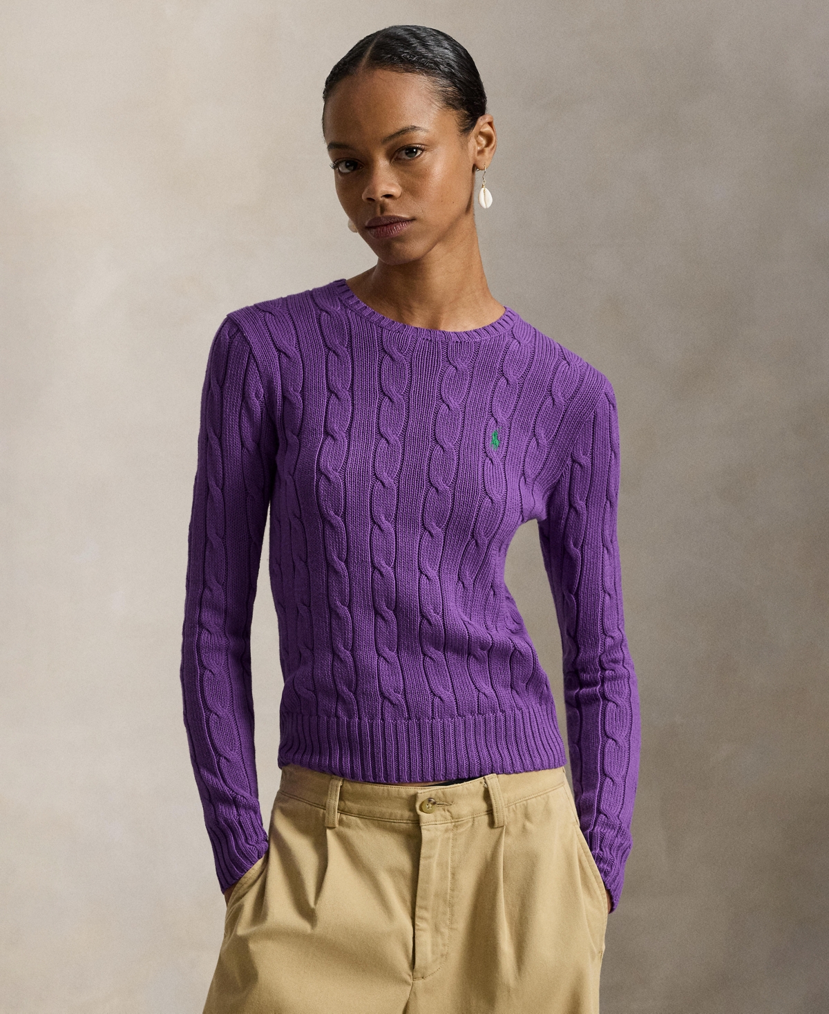 Click here for Polo Ralph Lauren Womens Cable-Knit Cotton Crewnec... prices