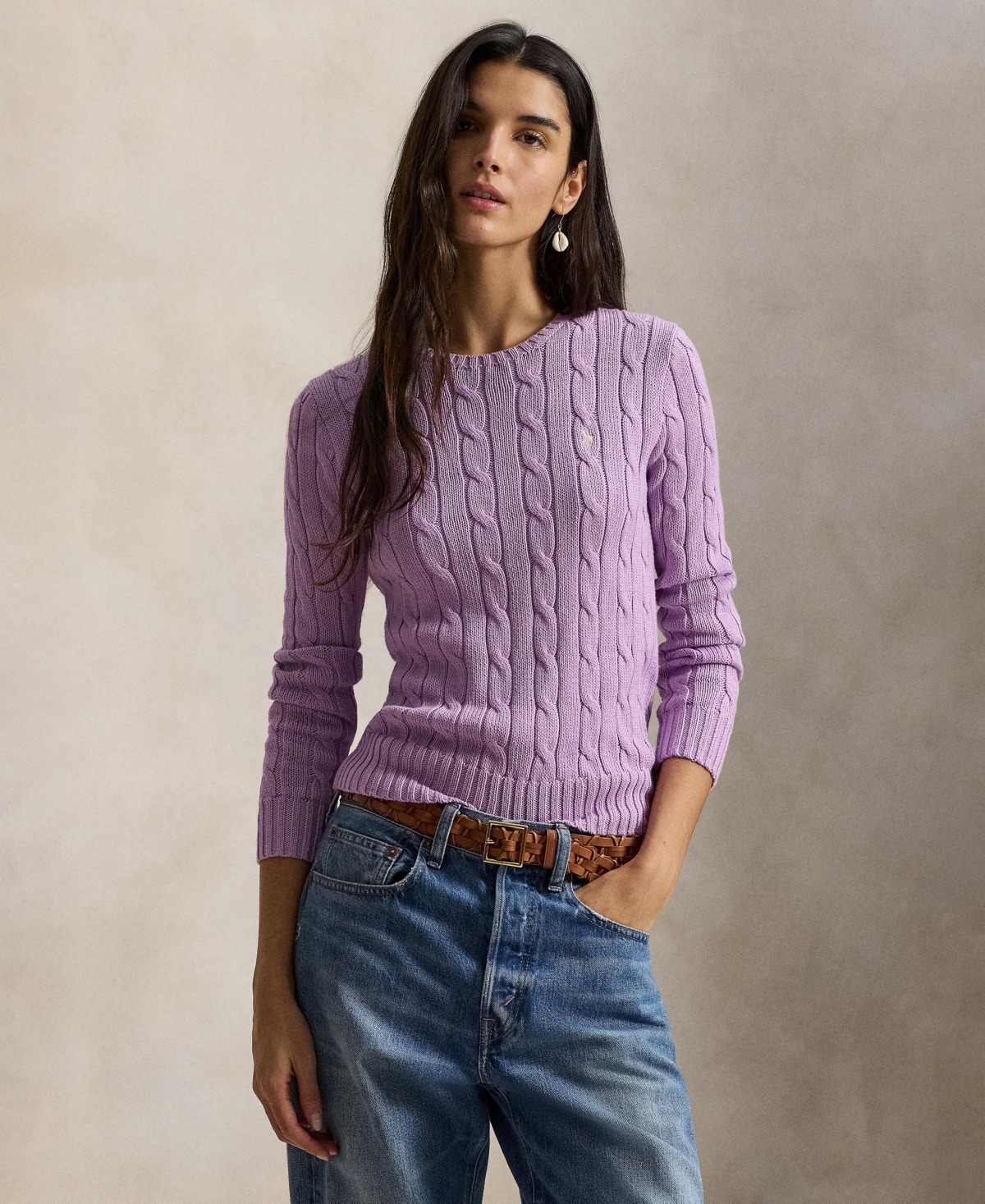 Click here for Polo Ralph Lauren Womens Cable-Knit Cotton Crewnec... prices