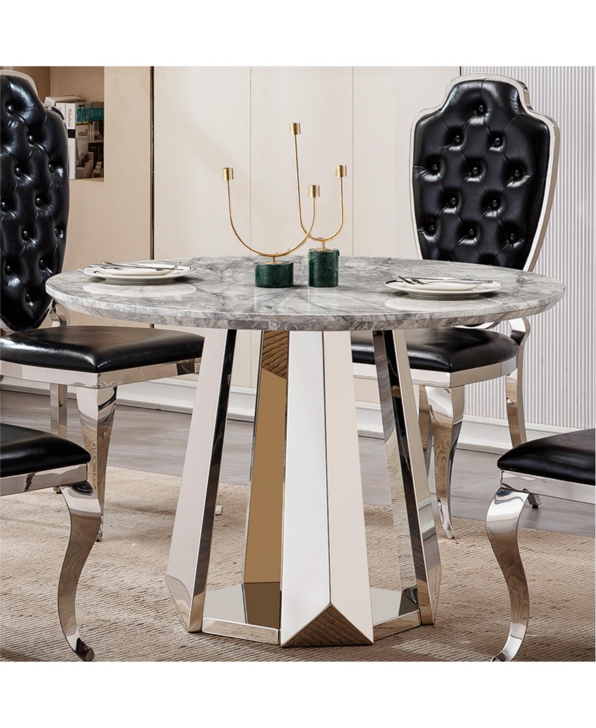Click here for Streamdale Furniture 47 Round Marble Dining Table... prices