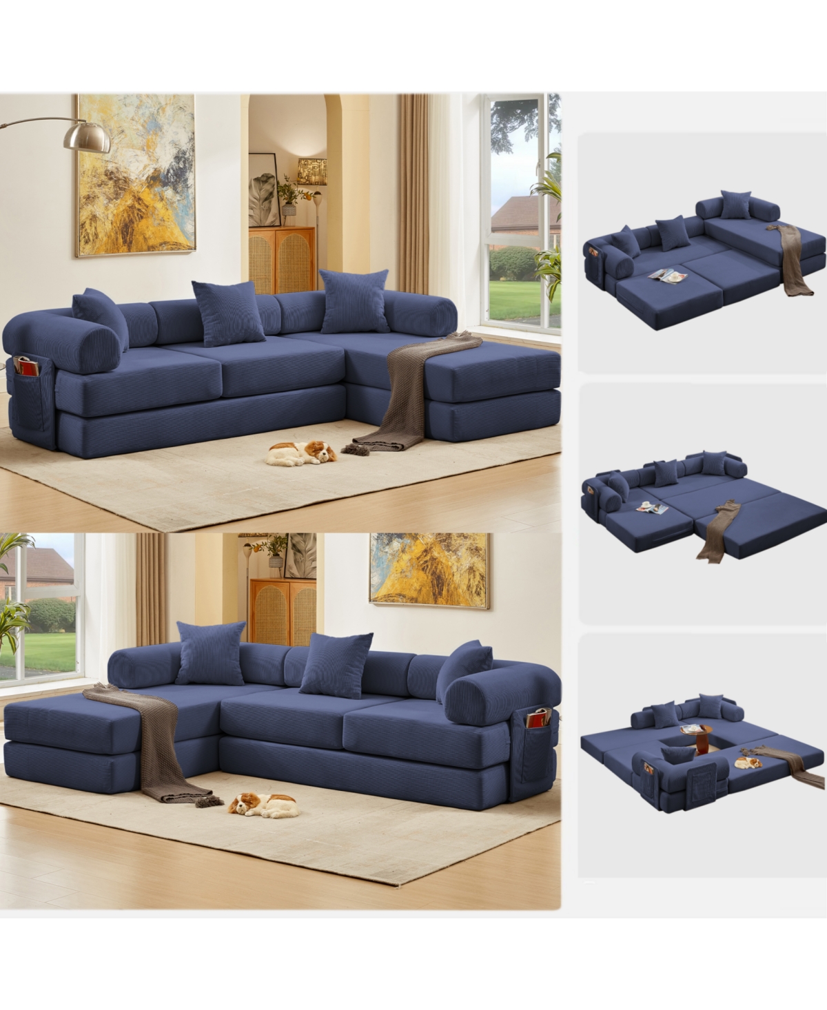 Click here for Streamdale Corduroy Modular Sectional Sofa Bed  Ov... prices