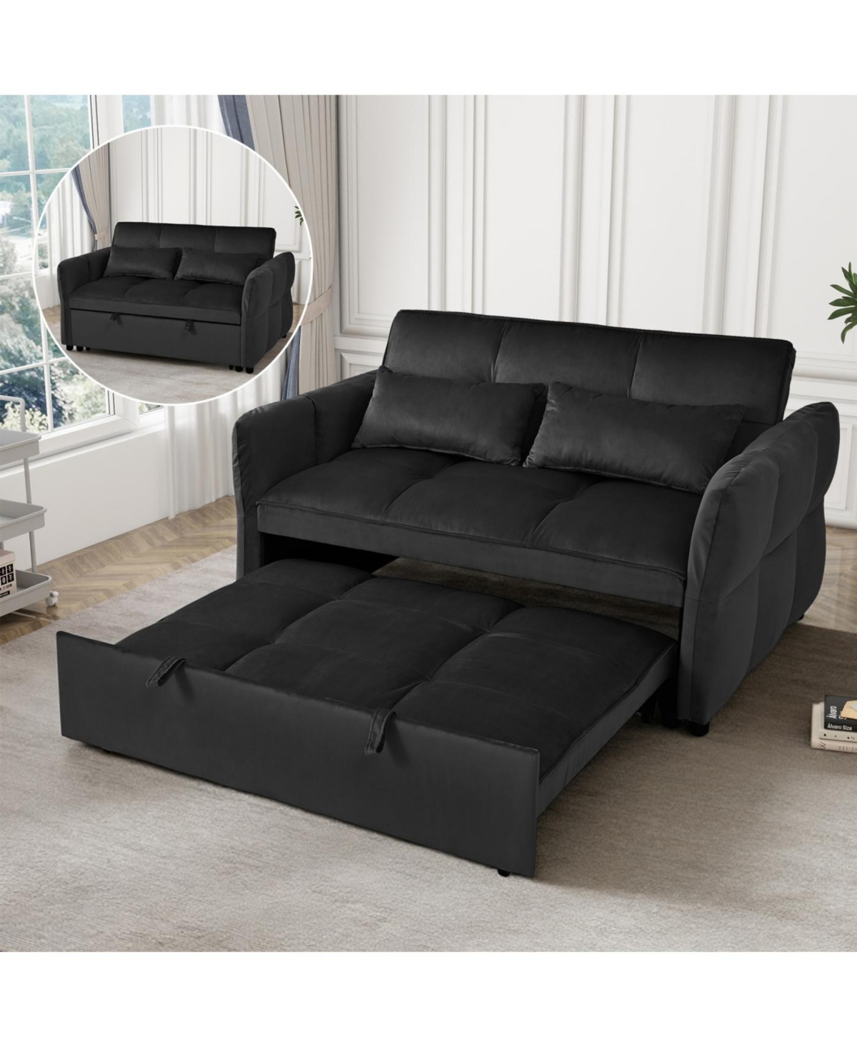 Click here for Streamdale Furniture 3-in-1 Velvet Pull-Out Couch... prices