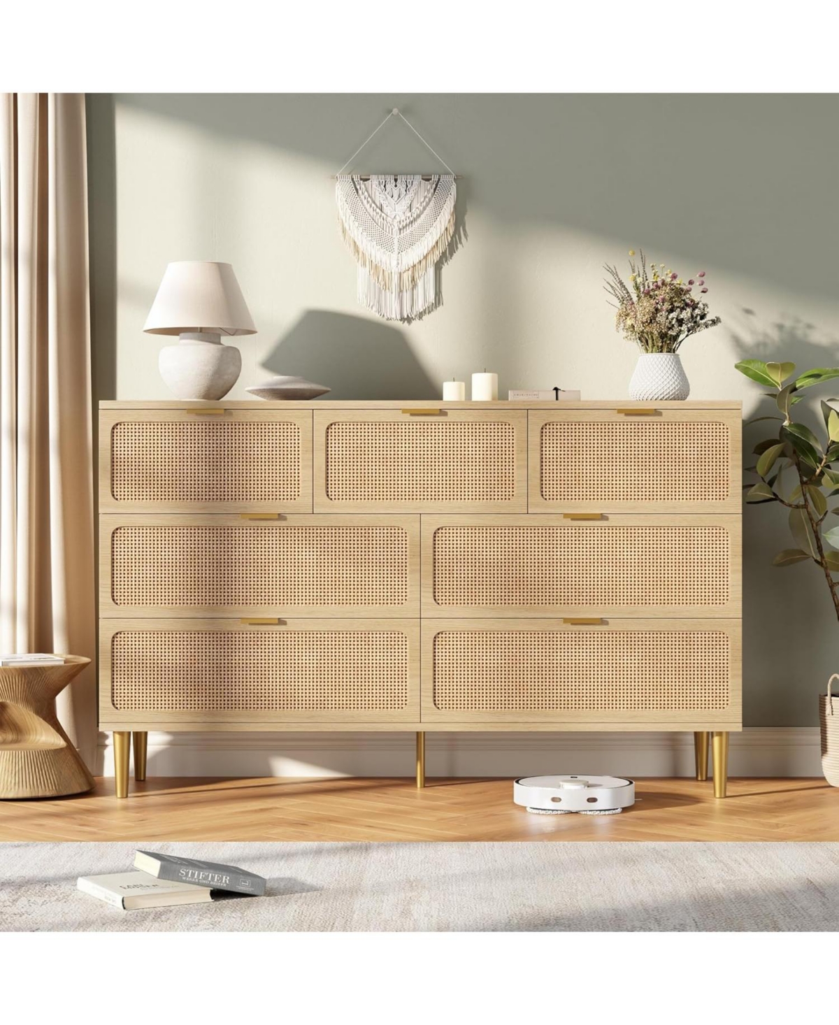 Click here for Gaomon Rattan 7-Drawer Dresser  Tall Wood Chest wi... prices