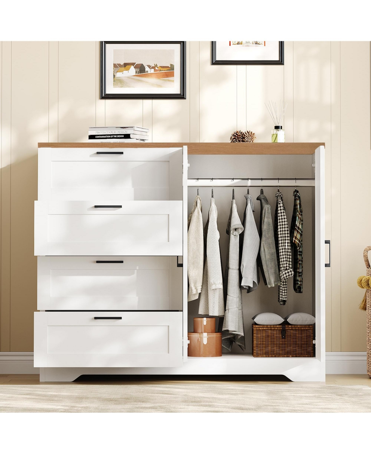 Click here for gaomon 43.3 H Armoire Wardrobe Closet with 4 Drawe... prices
