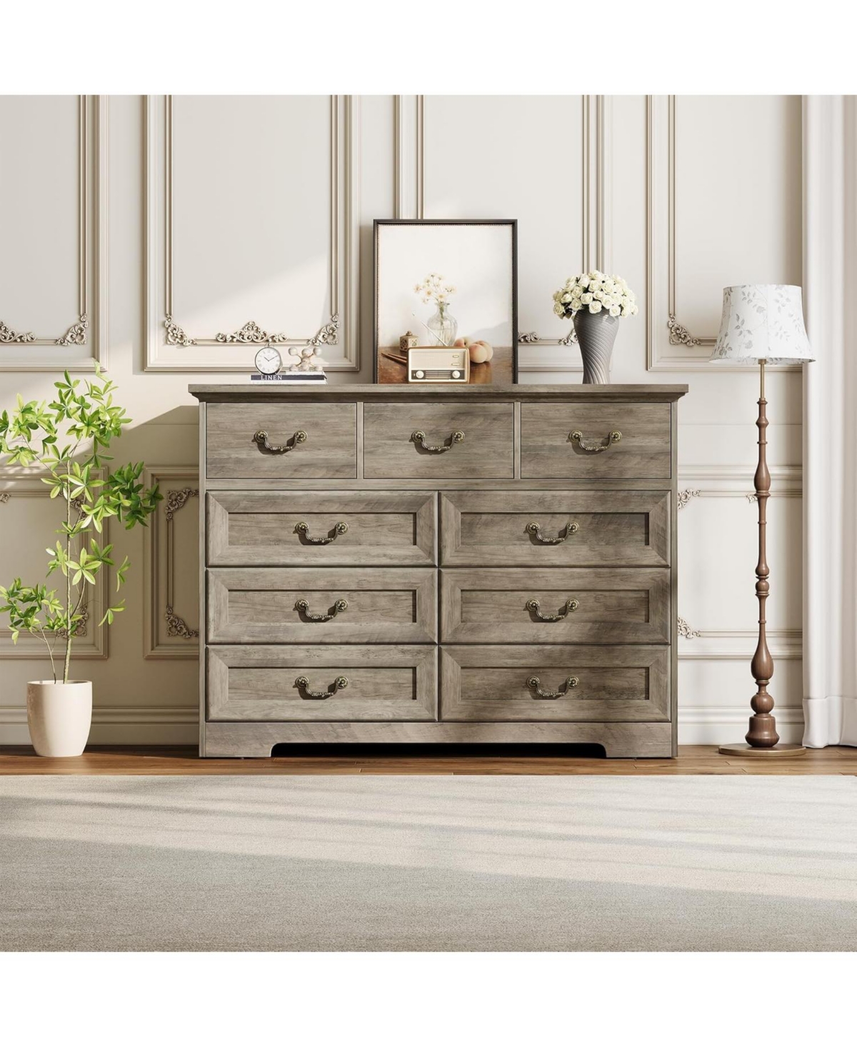 Click here for Gaomon 9-Drawer Wooden Rustic Vintage Dark Grey Dr... prices