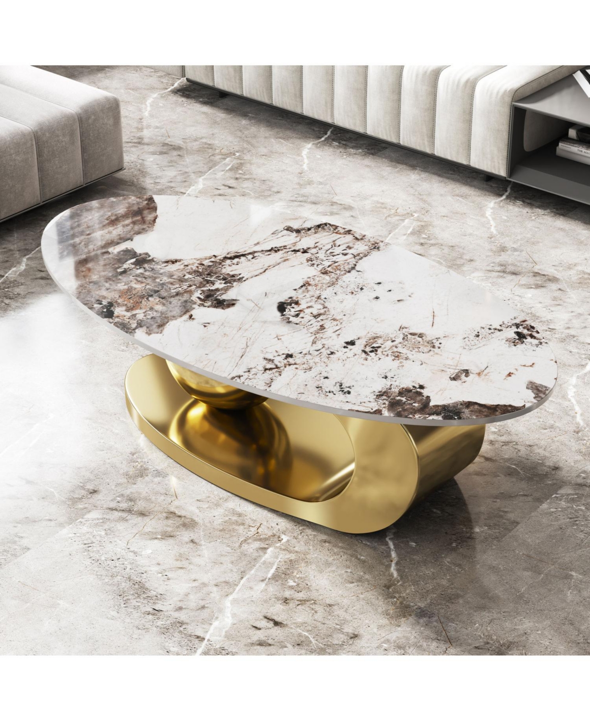Click here for Streamdale Furniture Oval Faux Marble Coffee Table... prices