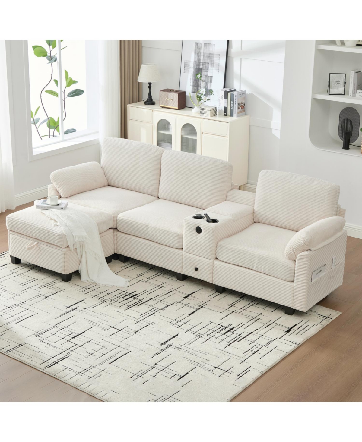 Click here for Streamdale Furniture L-Shape Corduroy Sofa- 4-Seat... prices