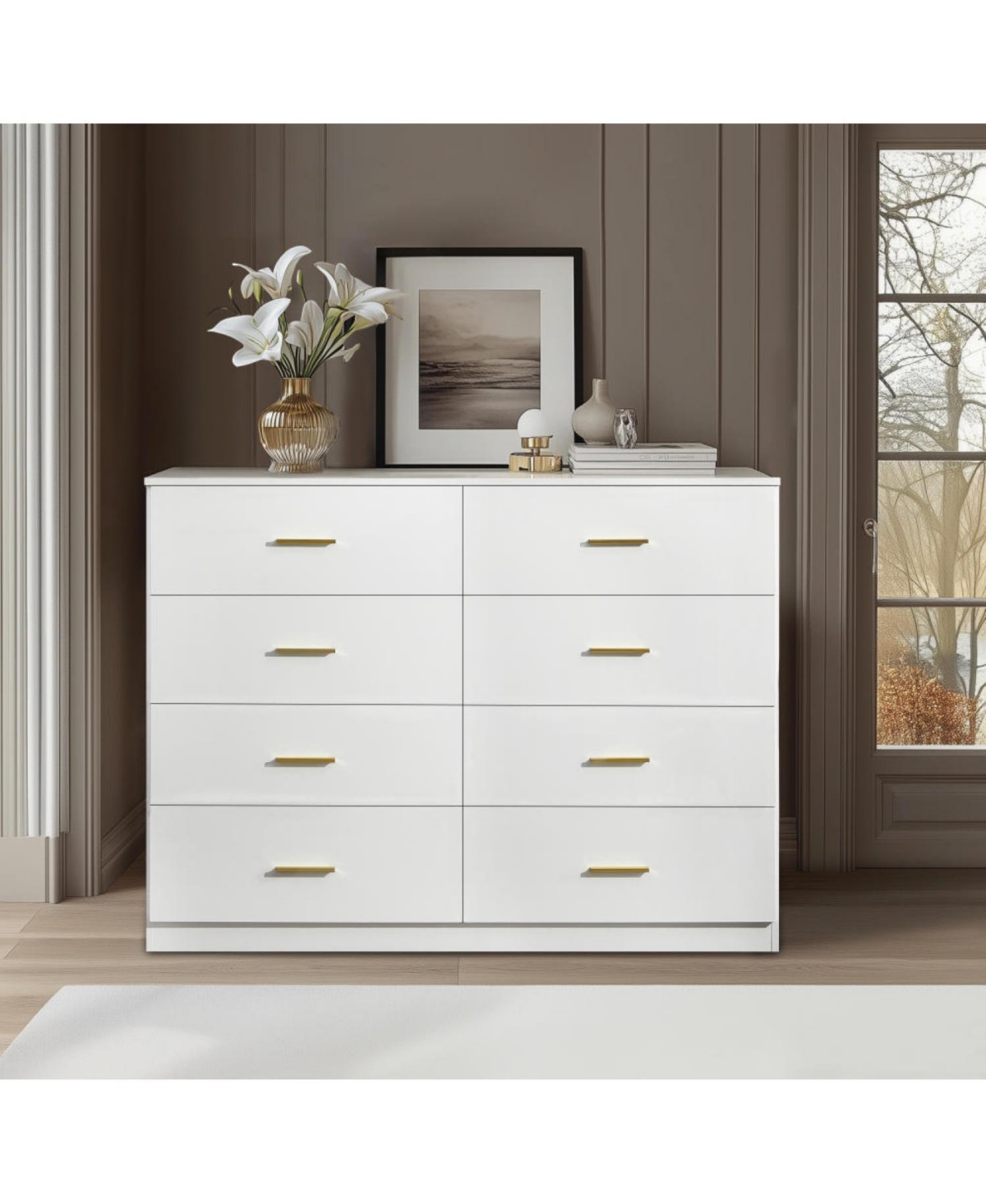 Click here for Streamdale Furniture + 8-Drawer + Wood + Modern Wh... prices