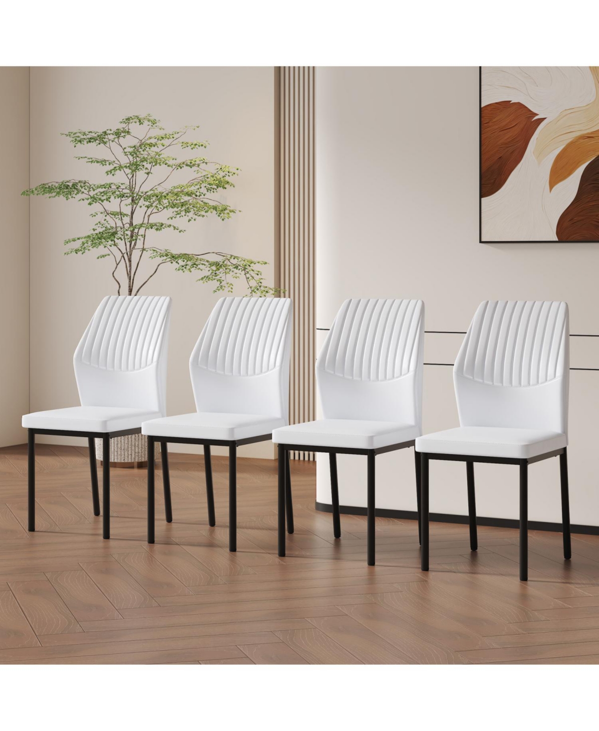 Click here for Streamdale Furniture Luxury White Pu Dining Chairs... prices