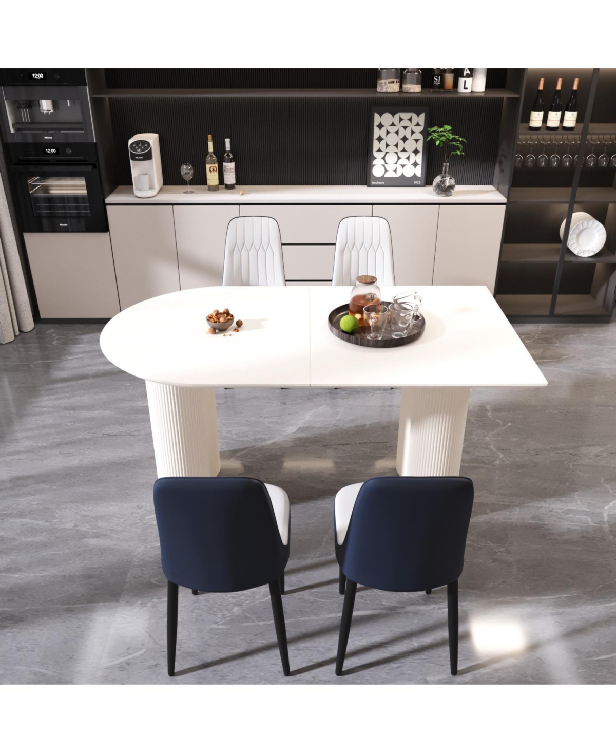 Click here for Streamdale 63" Cream Mdf Dining Table & Pu Ch... prices