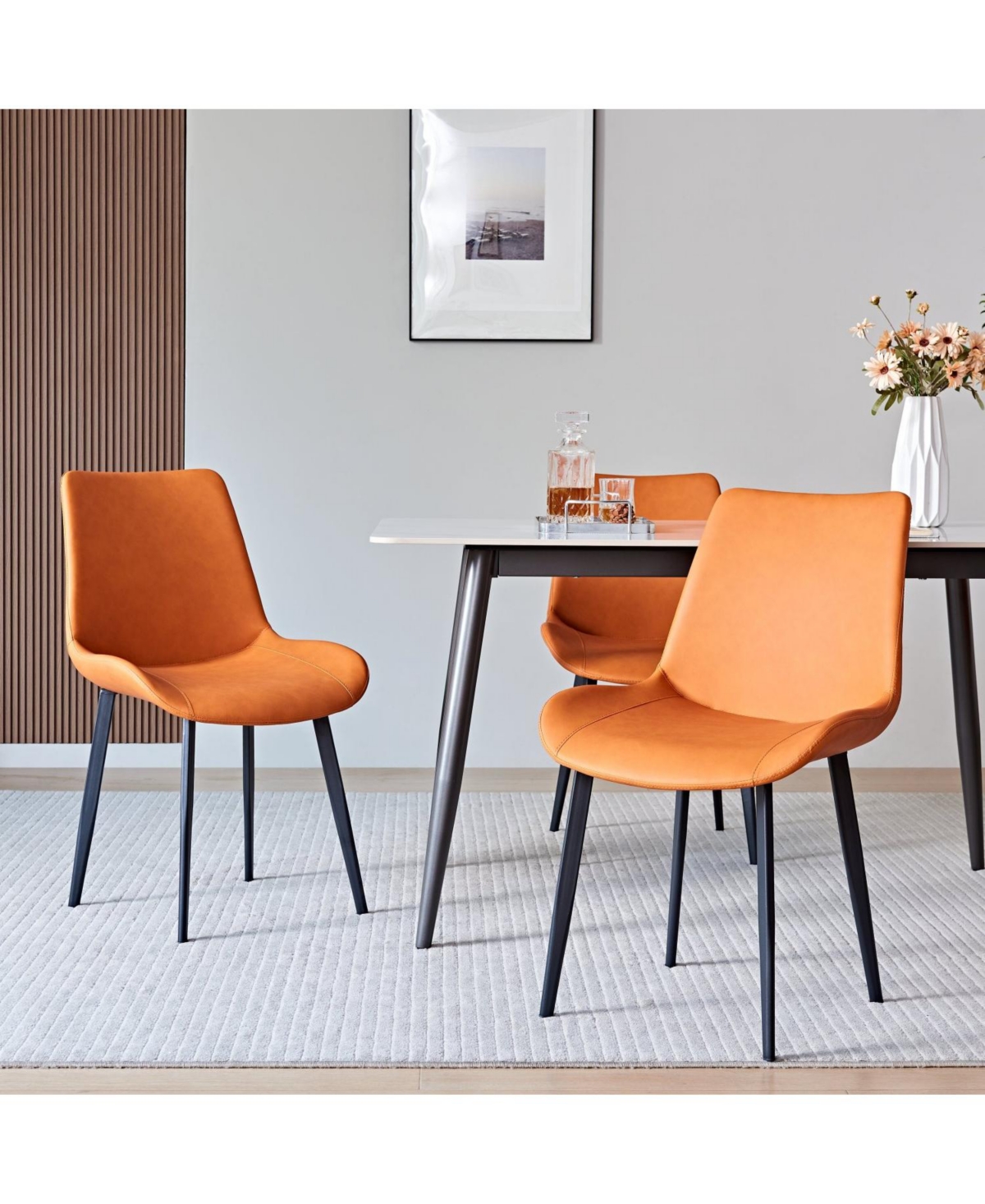 Click here for Streamdale Furniture Orange Pu Leather Dining Tabl... prices
