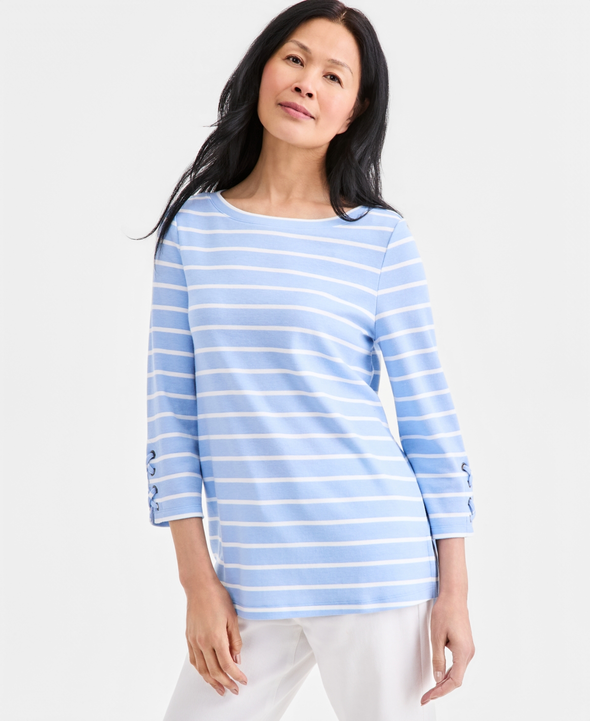 Click here for Style & Co Petite Boat Neck Tie Detail Top  Macys... prices