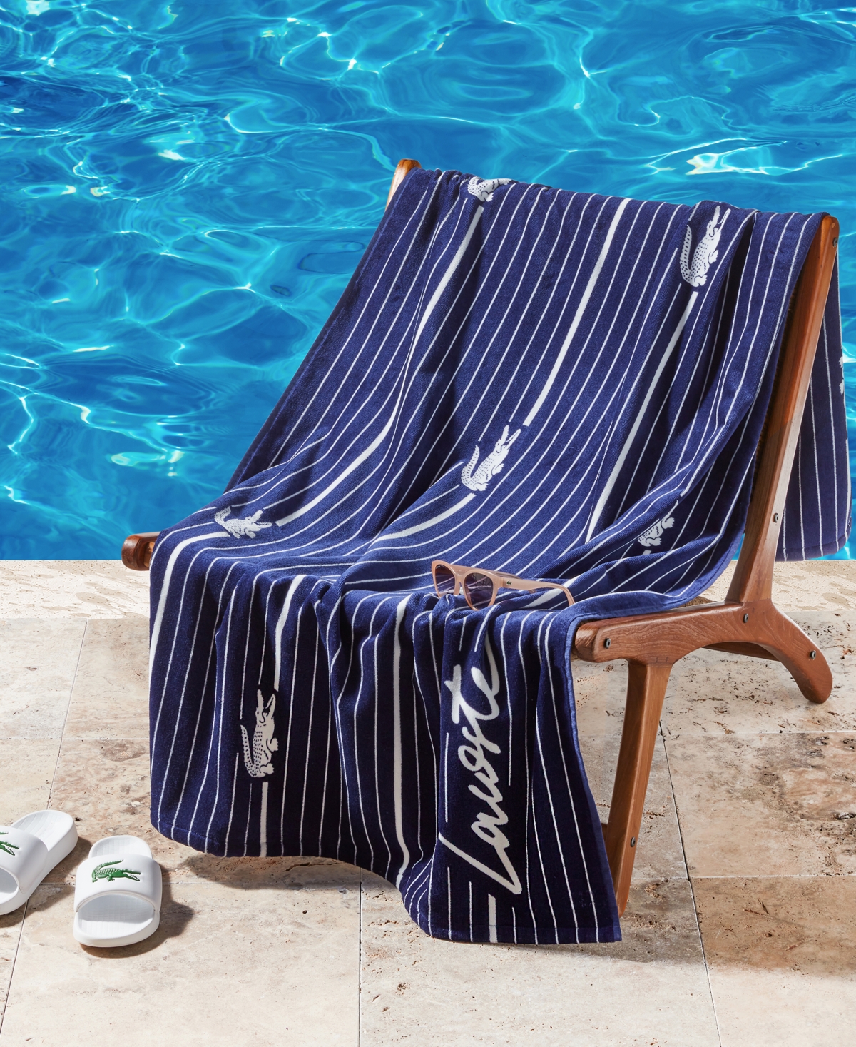 Click here for Lacoste Crocodile Print Shirting Cotton Beach Towe... prices