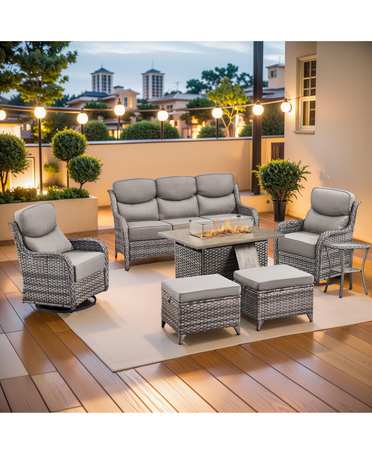 Click here for Gymojoy Crescent All-weather Pe Wicker Fire Pit Co... prices