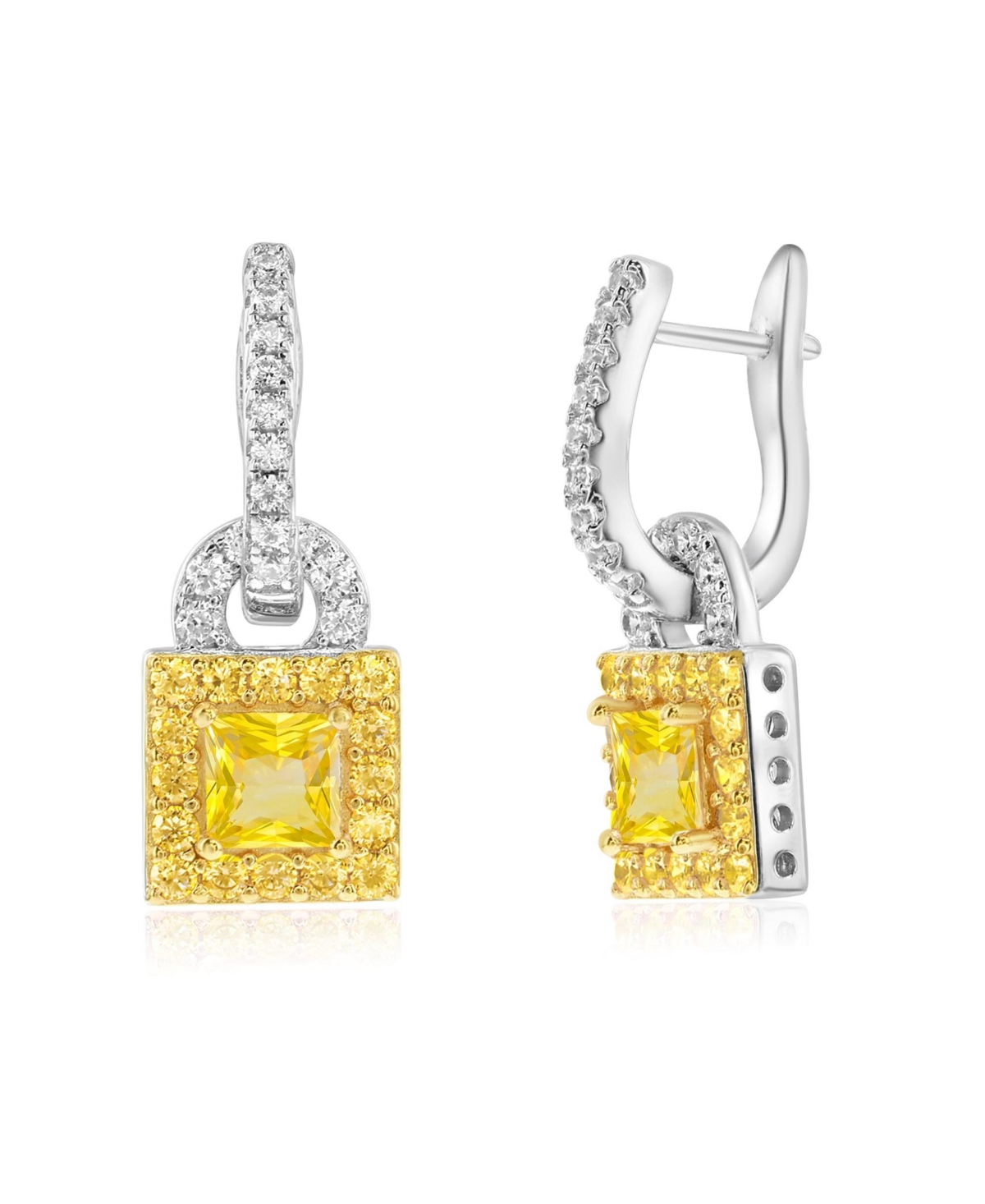 Click here for Suzy Levian Sterling Cubic Zirconia Square Halo Dr... prices