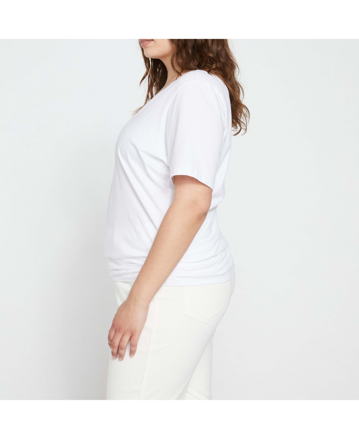 Click here for Universal Standard Plus Size Double V Tee - White prices
