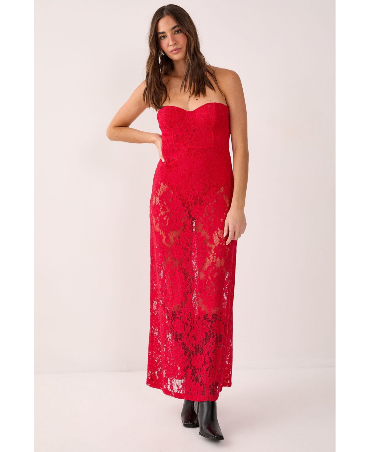 Click here for Nasty Gal Womens Lace Bandeau Sheer Maxi Dress - R... prices