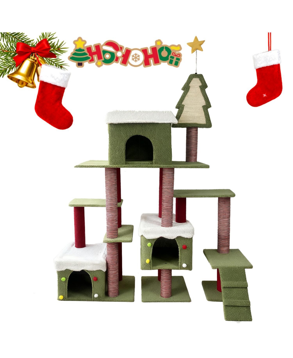 Click here for Zeus & Ruta Christmas Wide Cat Tree - 54" Mul... prices