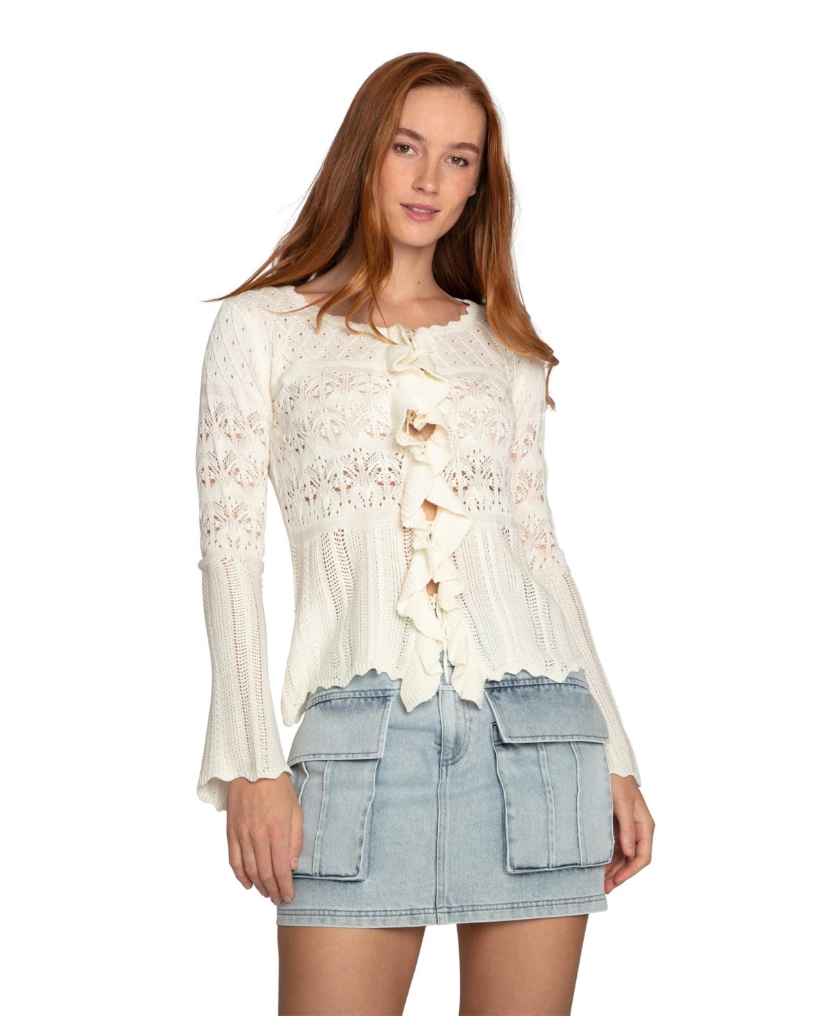 Click here for Belle & Bloom Womens Soft Sands Ruffle Knit - Crea... prices