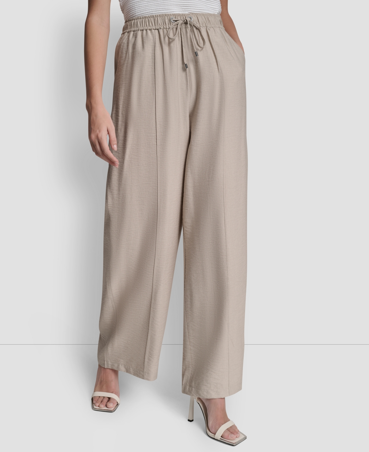 Click here for Dkny Womens Seam Crinkle Pull-On Pants - Pebble prices