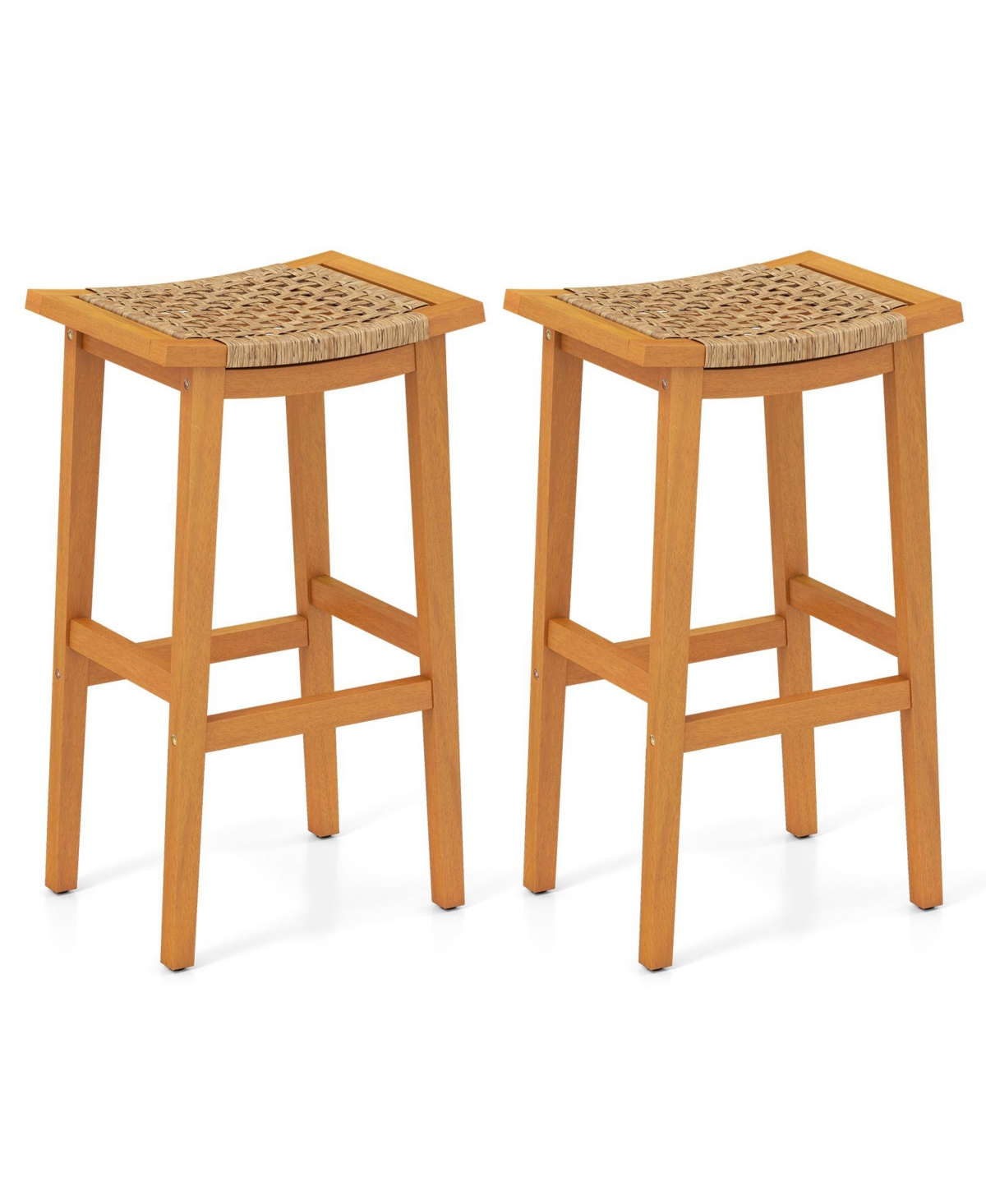 Click here for Gymax Outdoor Acacia Wood Bar Stools Set of 2 w/ P... prices
