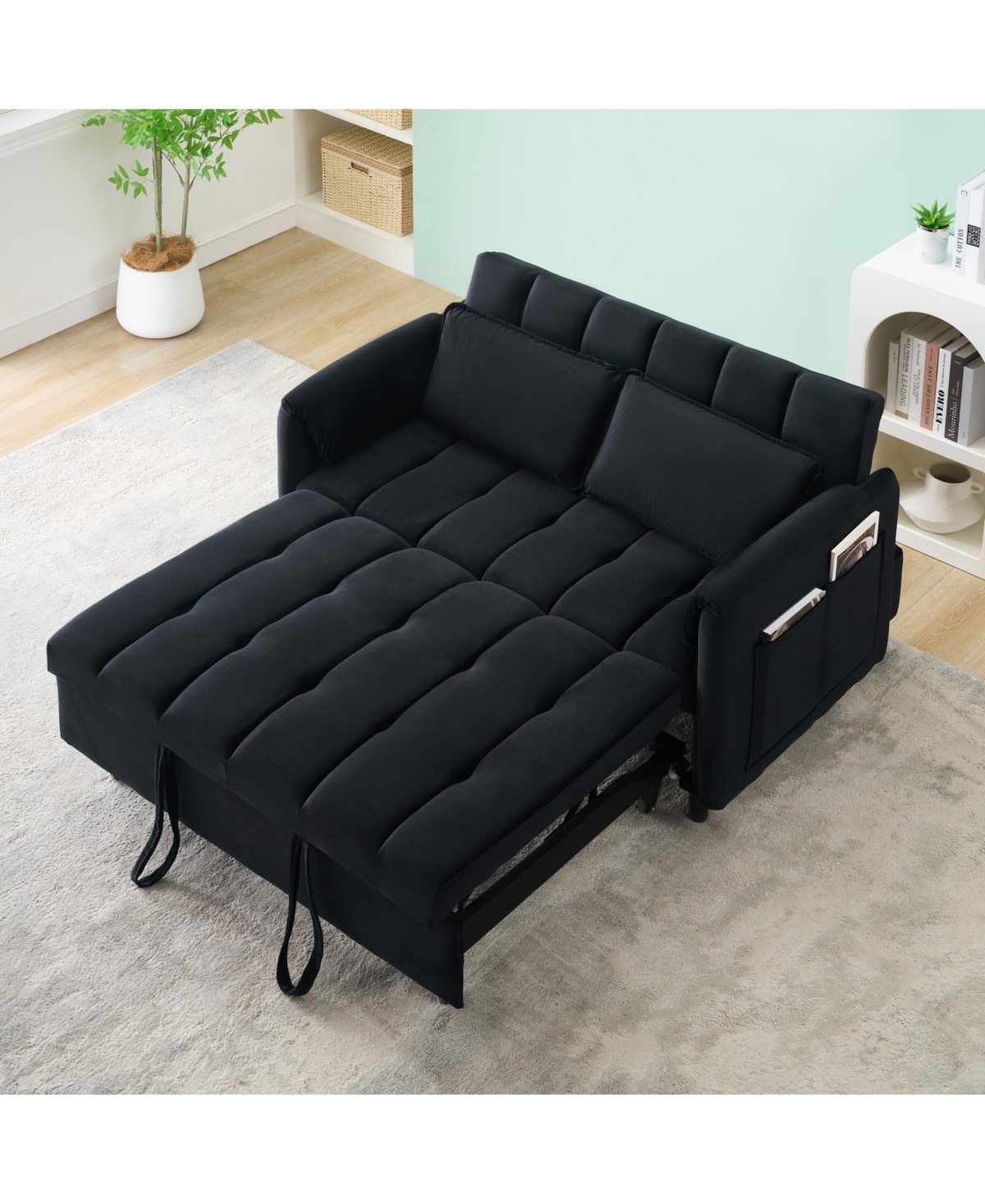 Click here for Streamdale Furniture 52" Black Velvet Sleeper... prices