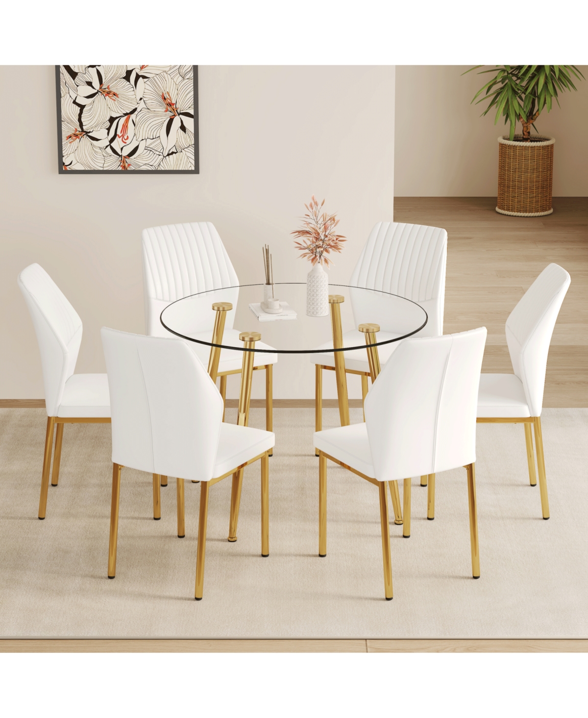 Click here for Streamdale Furniture Luxury Glass Dining Set - Gol... prices