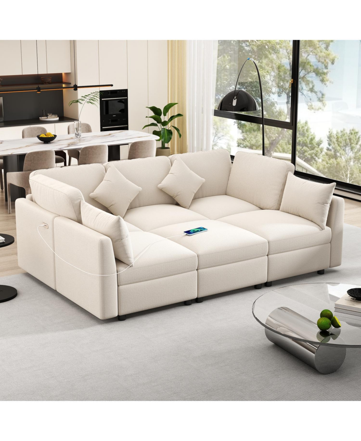 Click here for Streamdale Furniture 86.6" Sectional Sofa w/... prices