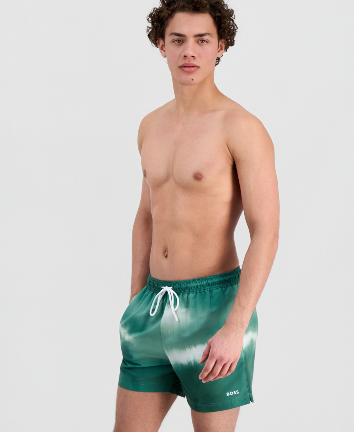 Click here for Hugo Boss Mens Regular-Fit 5 Swim Trunks - Green O... prices