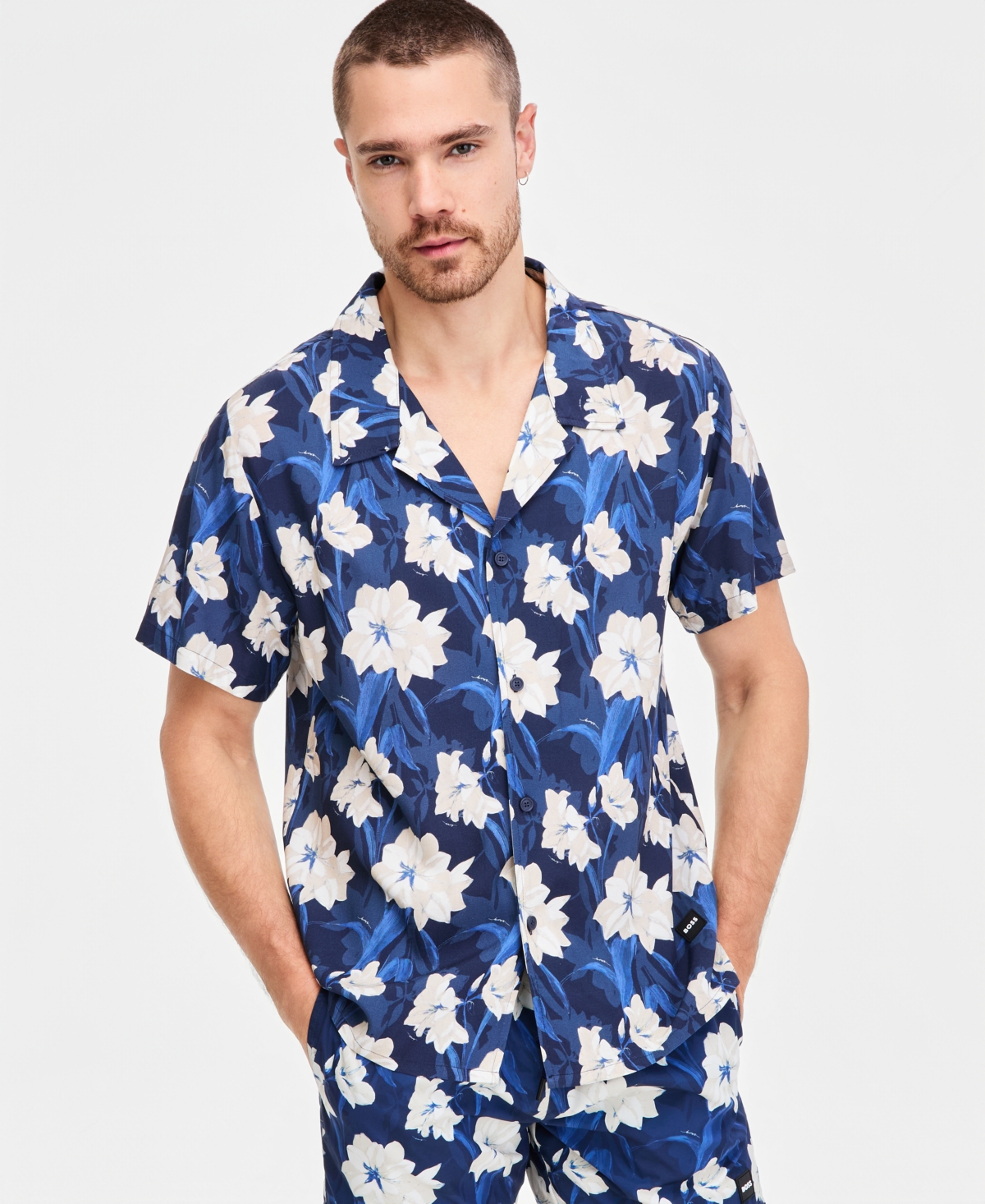 Click here for Boss by Hugo Boss Mens Tropical Printed Button-Dow... prices