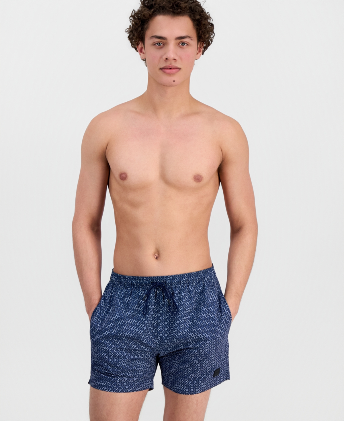 Click here for Boss Mens Printed Dots 5 Swim Trunks - Navy/black prices