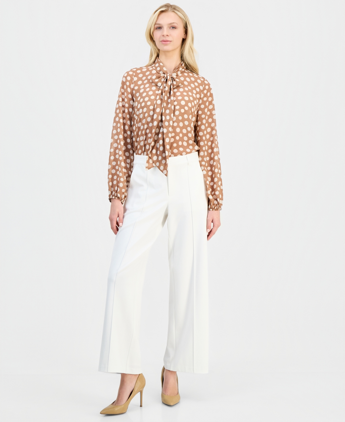 Click here for T Tahari Womens High-Rise Straight Wide-Leg Pants... prices