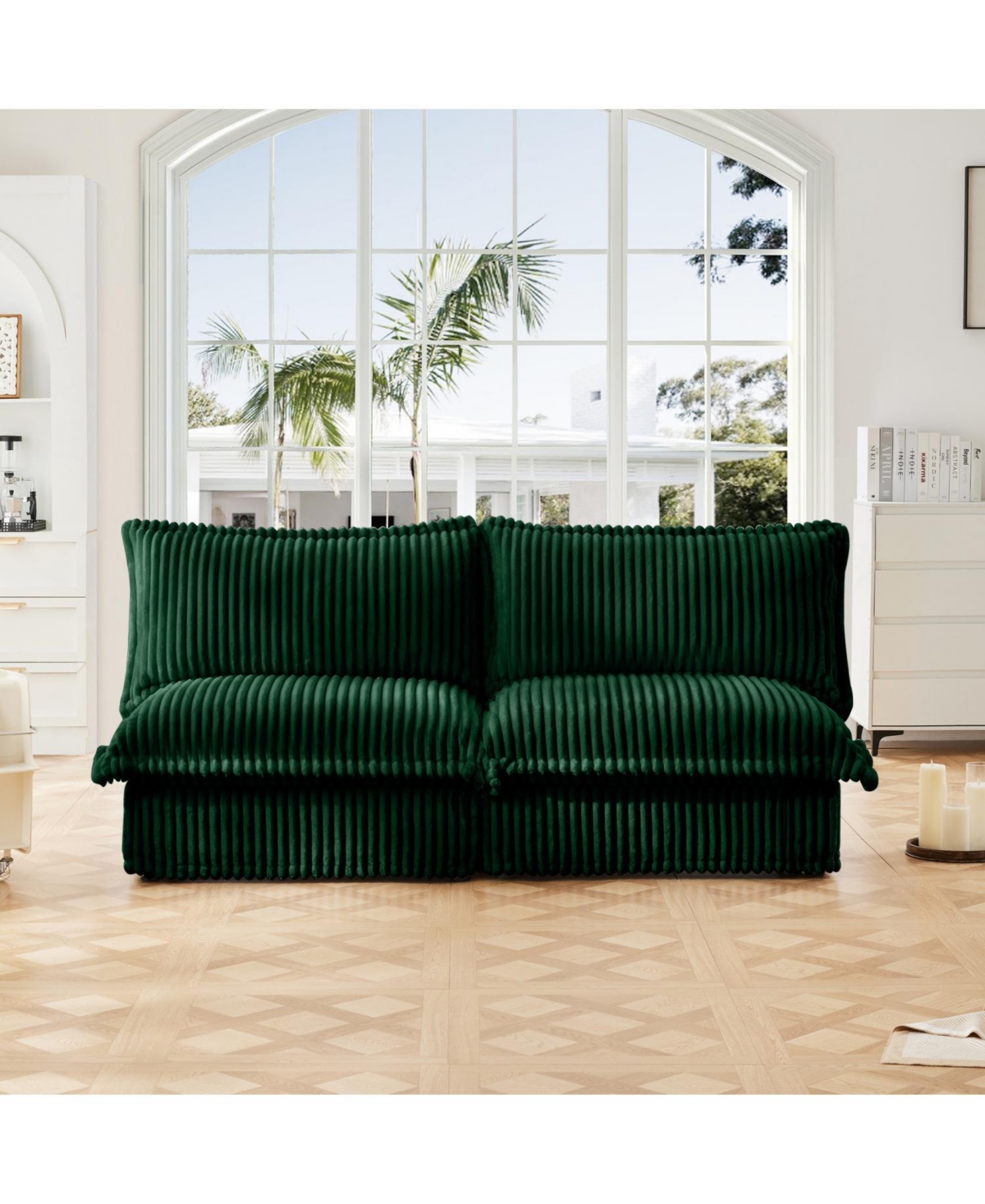 Click here for Streamdale Furniture Green Corduroy Armless 2-Seat... prices