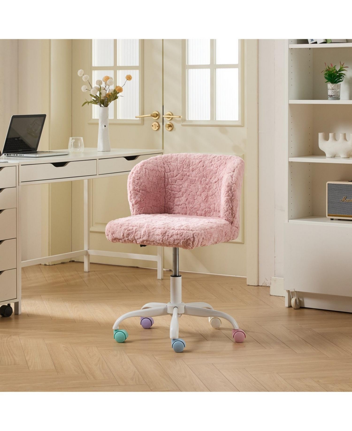 Click here for Streamdale Furniture Pink Faux Rabbit Fur Office C... prices