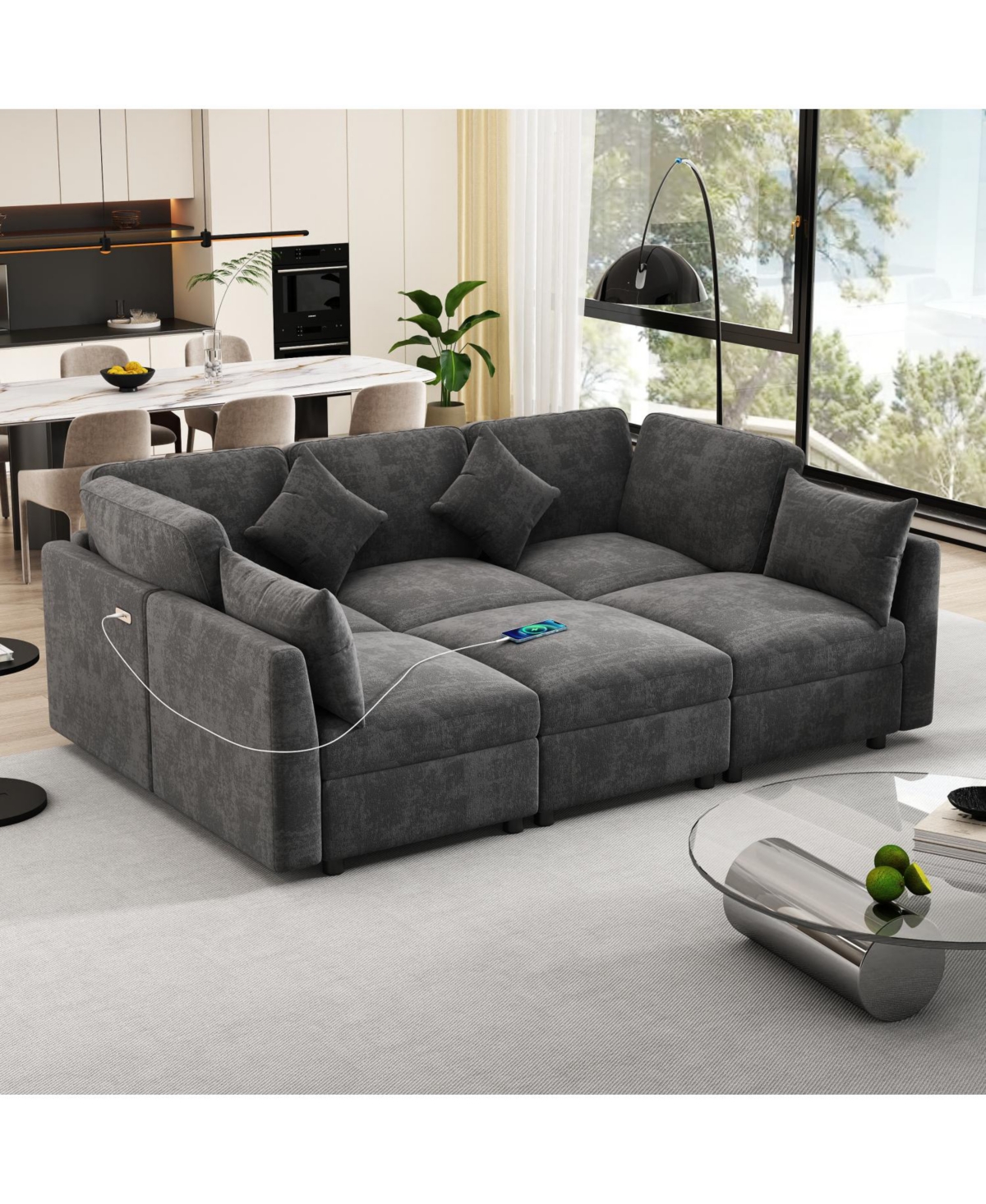 Click here for Streamdale Furniture 86.6" Sectional Sofa w/... prices