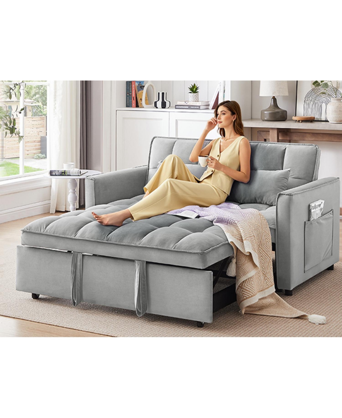 Click here for Streamdale Furniture 55" Convertible Velvet S... prices