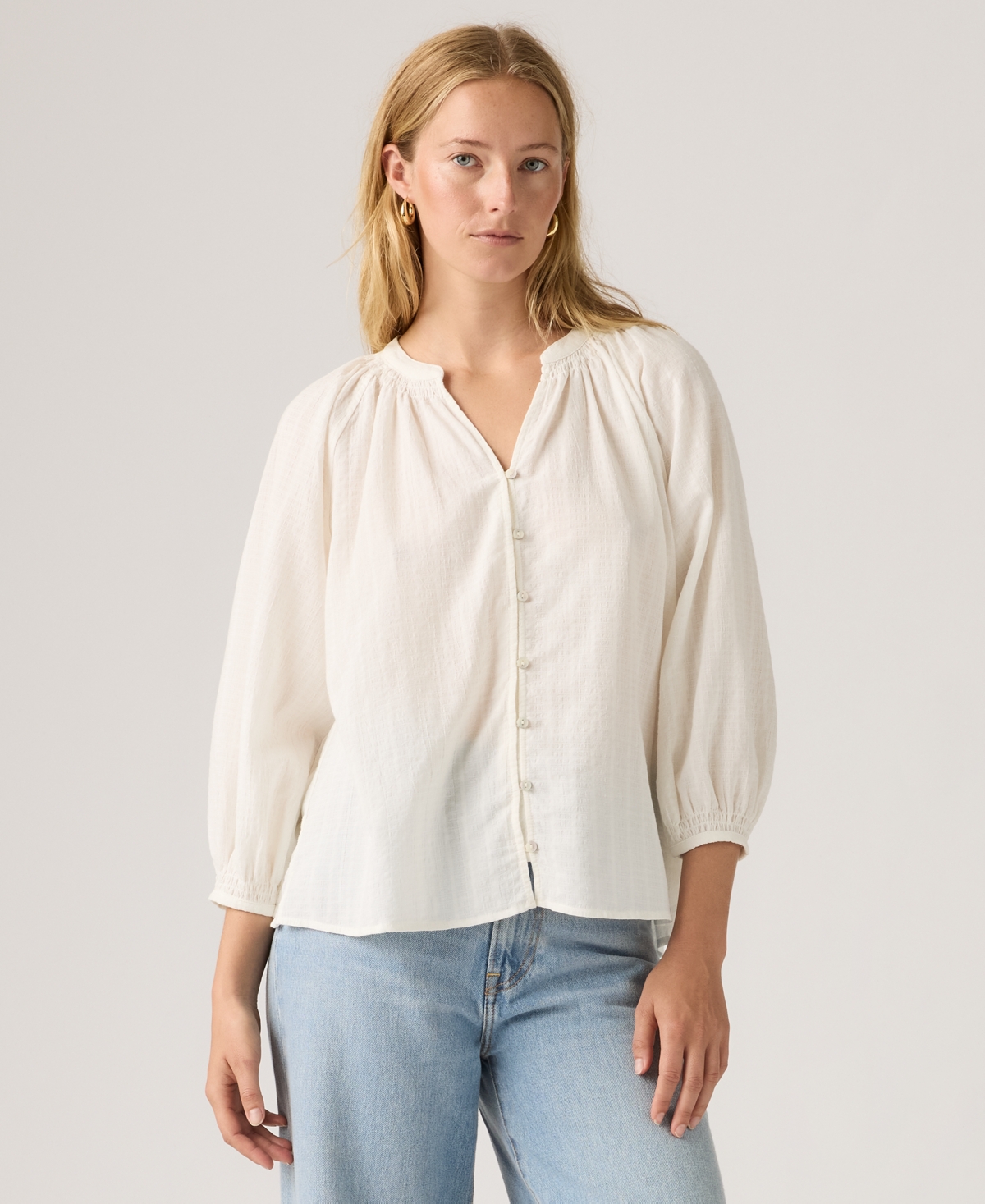 Click here for Levis Juniors Phoebe V-Neck Blouse - Sugar Swizzle prices