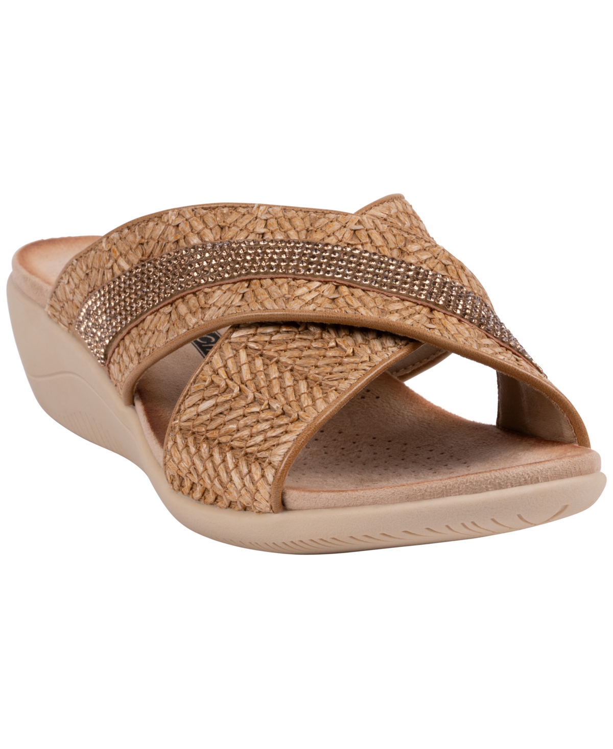 Click here for Gc Shoes Womens Woven Detail Slip-On Sandals - Tan prices