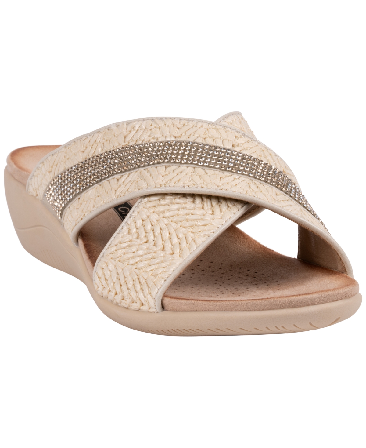 Click here for Gc Shoes Womens Woven Detail Slip-On Sandals - Nat... prices