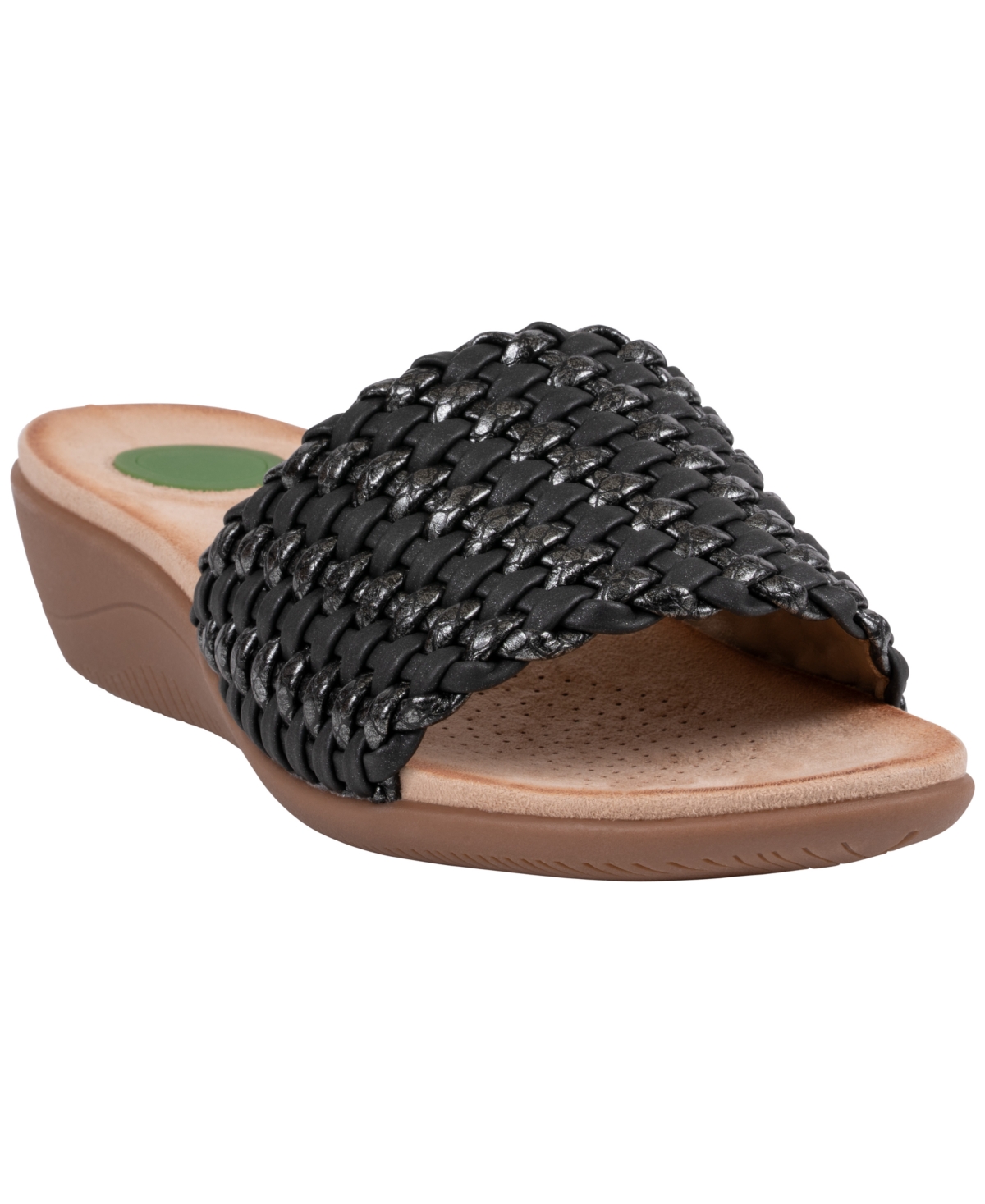 Click here for Gc Shoes Womens Woven Detail Slip-On Sandals - Bla... prices