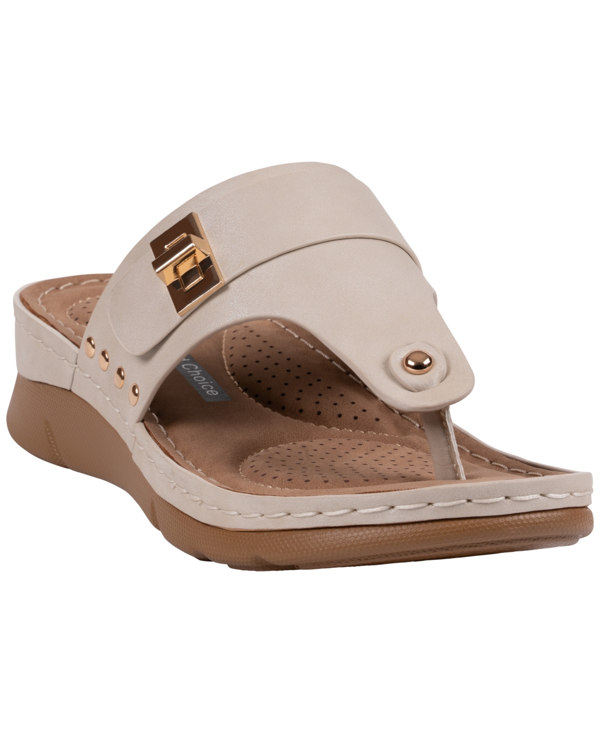 Click here for Gc Shoes Womens Slip-On Flat Sandals - Beige prices