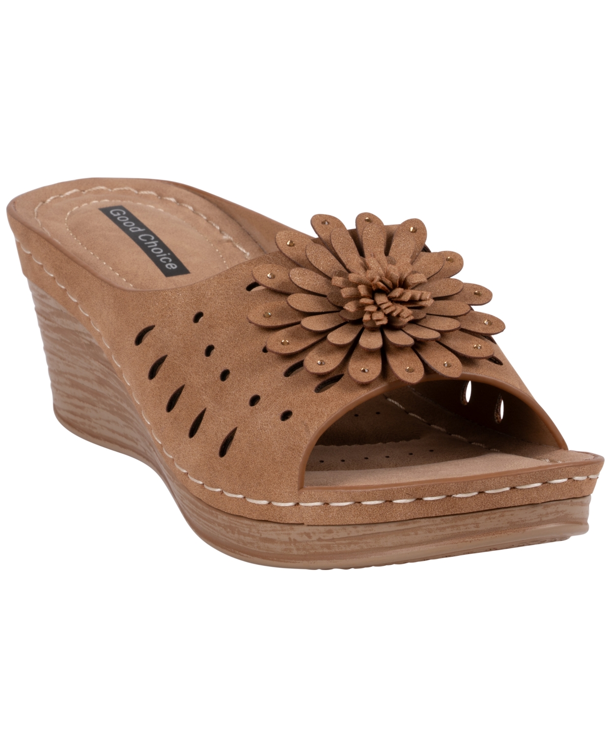 Click here for Gc Shoes Womens Round Toe Wedge Heel Sandals - Tan prices