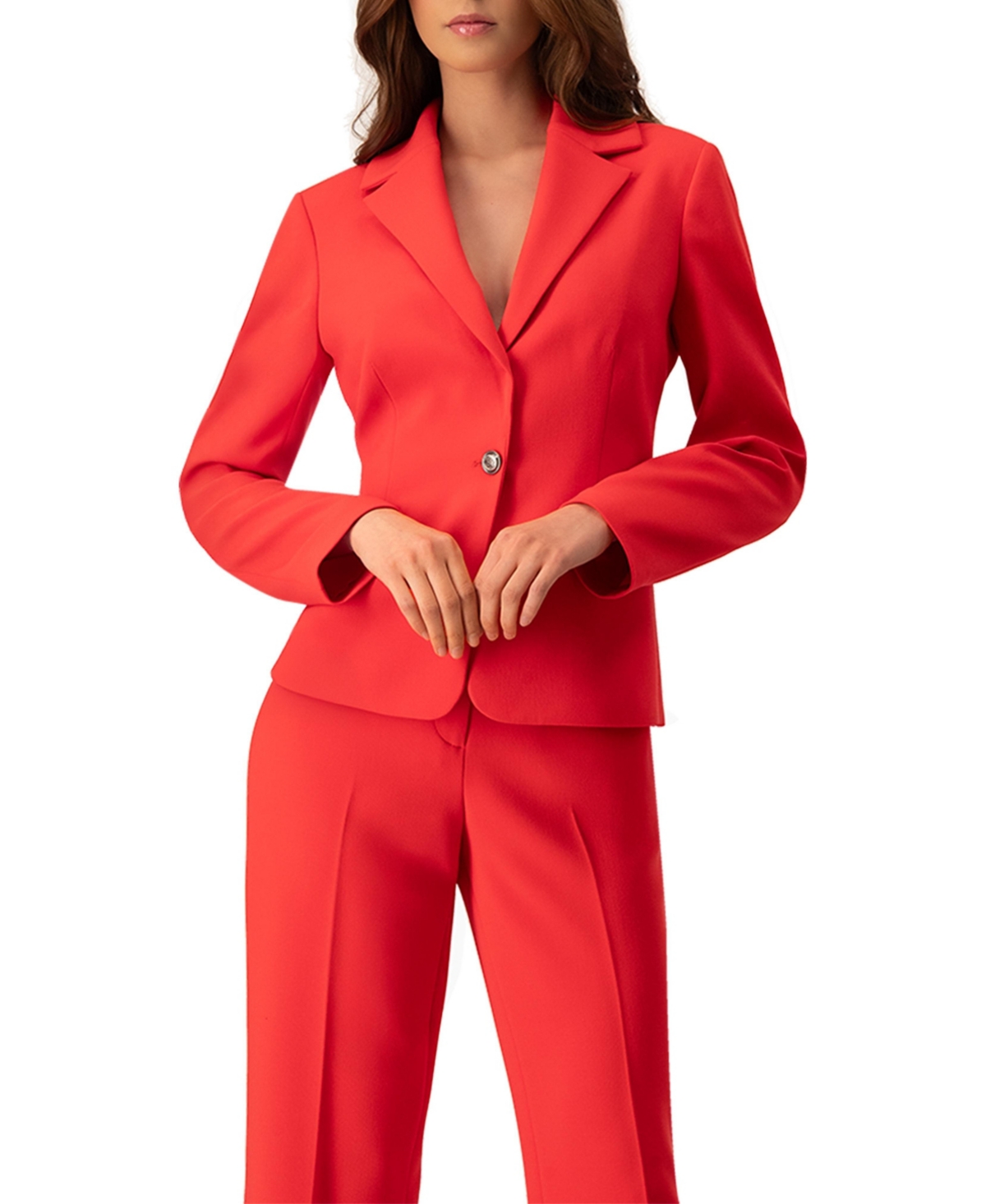 Click here for Ivonne Womens Single-Button Blazer in Vibrant Red... prices