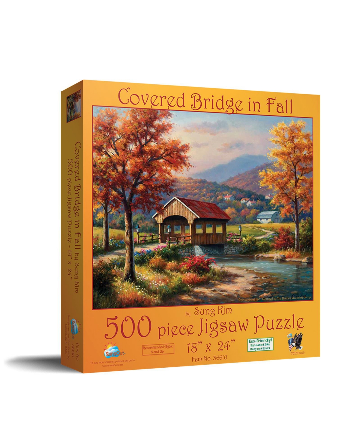 Click here for SunsOut Covered Bridge in Fall 500 piece Jigsaw Pu... prices