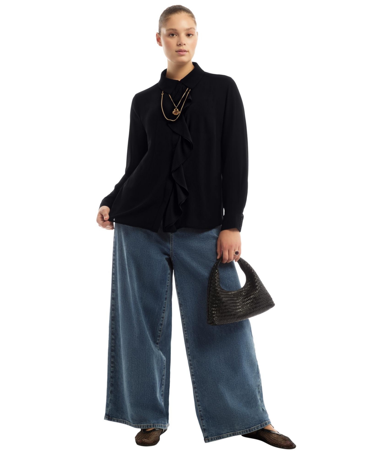 Click here for June & Vie Womens June + Vie Ruffled Georgette Blo... prices