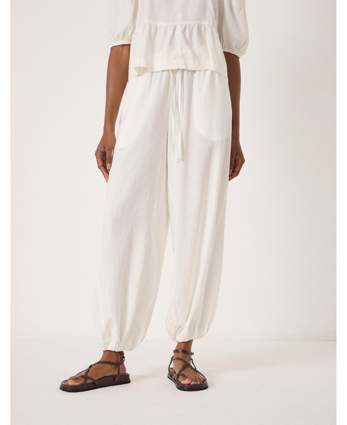 Click here for Hush Womens Tove Linen Balloon Beach Pants - Pearl... prices