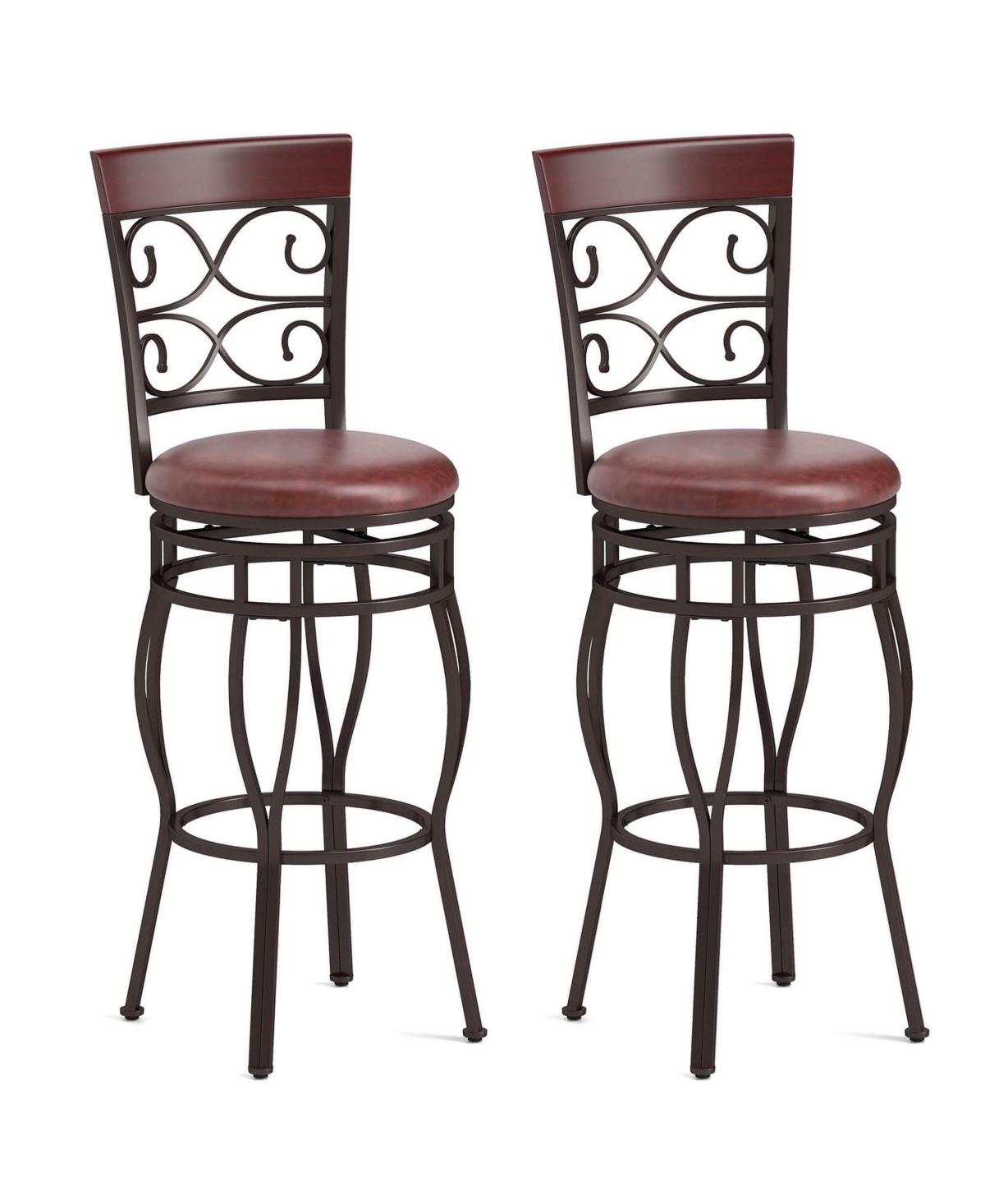 Click here for Costway Set of 2 Vintage Bar Stools Swivel Padded... prices