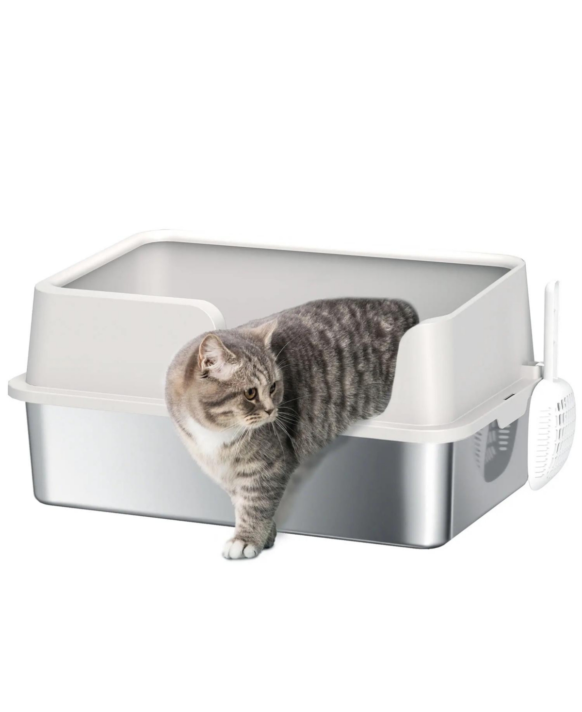 Click here for Aostirmotor Light Gray Stainless Steel Litter Box... prices