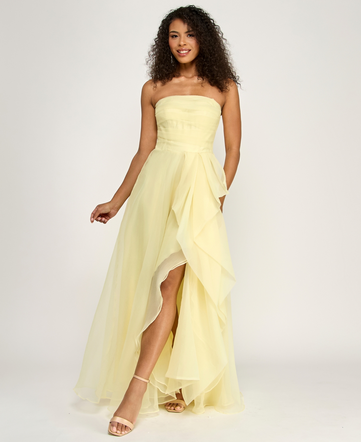 Click here for B Darlin Juniors Asymmetric Drape Strapless Ball G... prices
